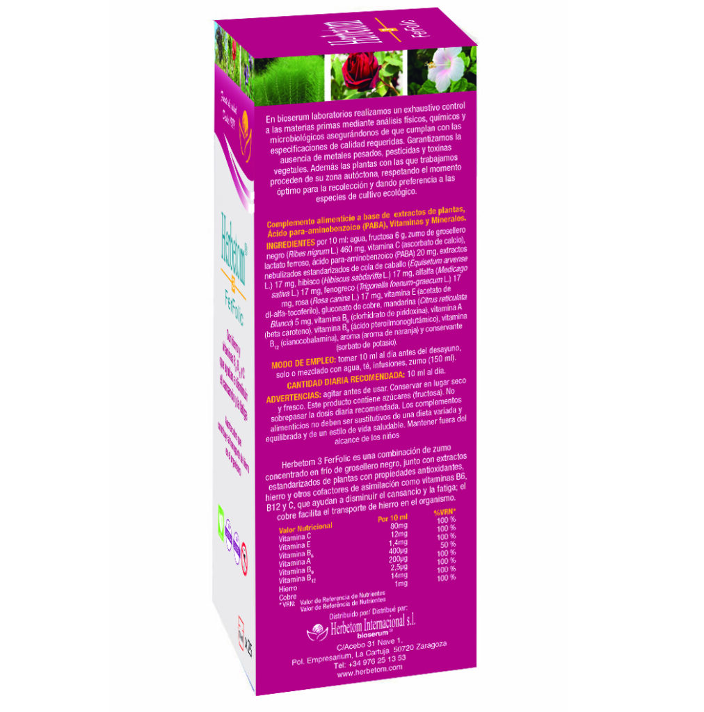Herbetom 3 Fer Folic jarabe 250 ml | Salud femenina